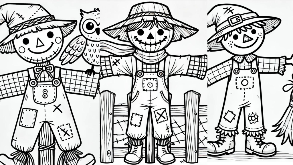 Simple Scarecrow Coloring Page