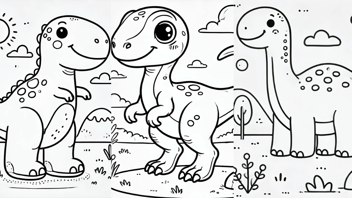Fun learning with Dinosaur coloring pages