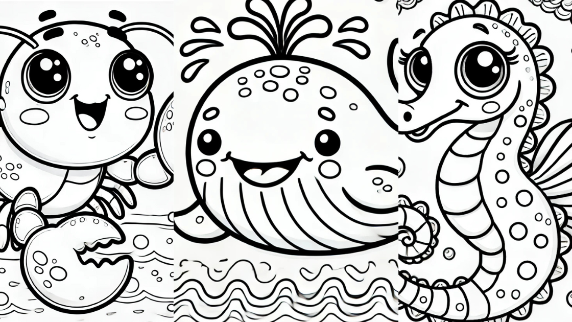 Underwater fun with Ocean animals coloring pages